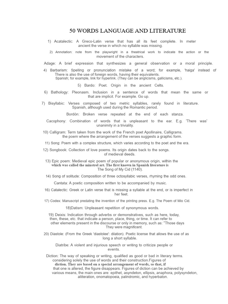 Literary Terms and Concepts Explained | PDF | Poetry | Metre (Poetry)