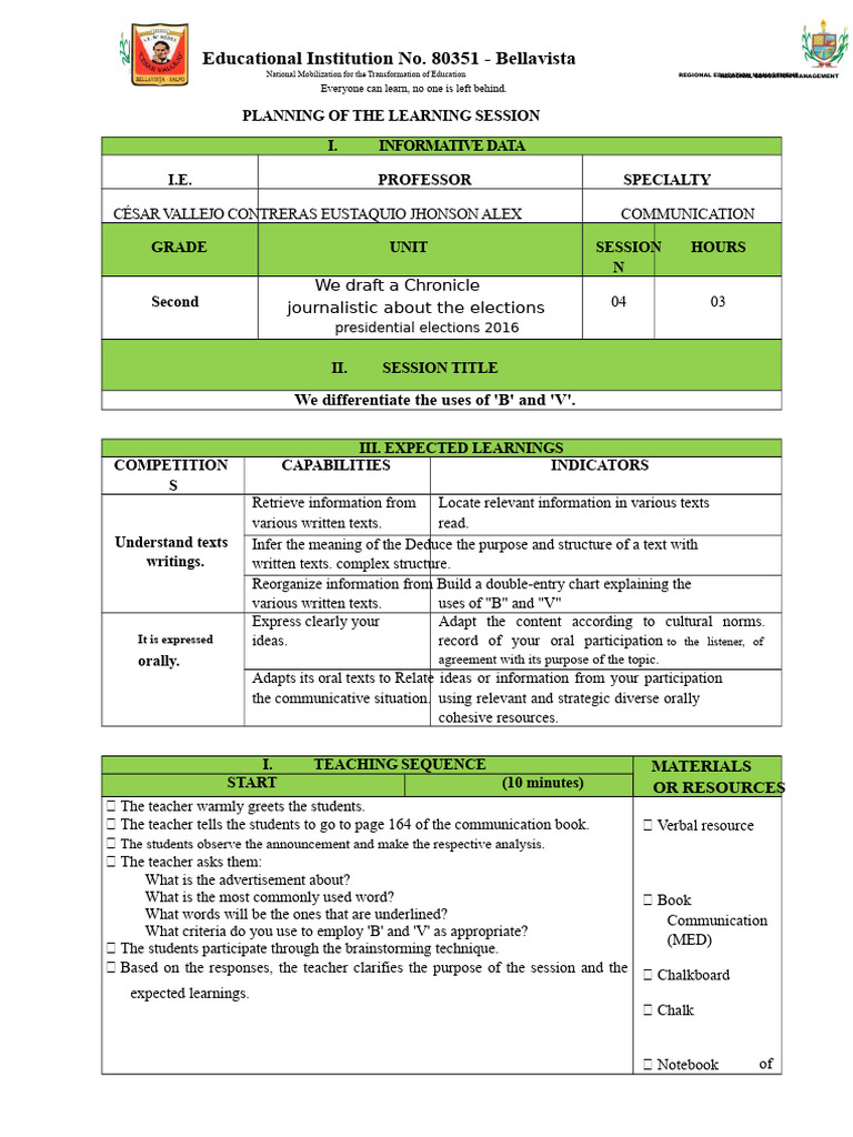 Learning Session Use of B and V | PDF | Information | Communication
