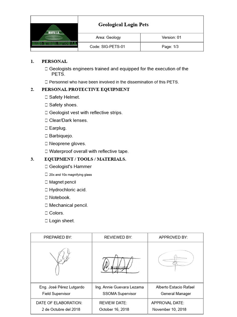 SIG PETS 01 Geological Logging | PDF | Geology