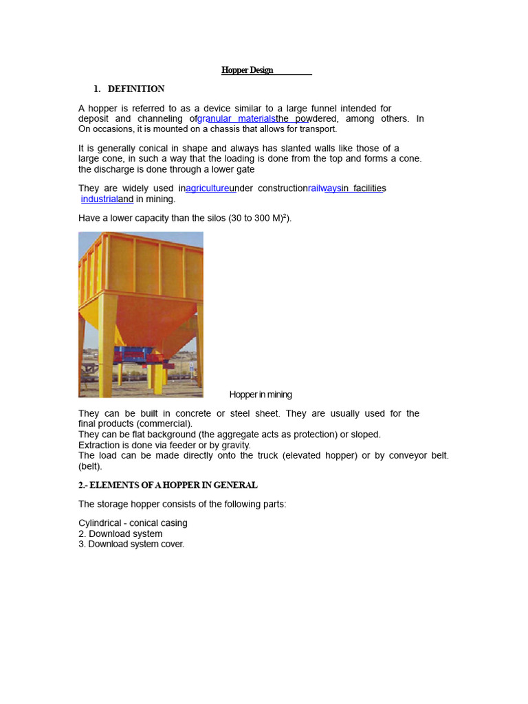 Hopper Design | PDF | Mining | Slope