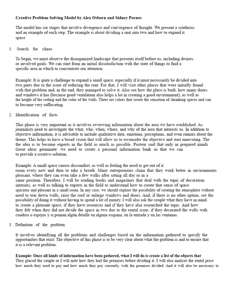 Example of Creative Problem Solving | PDF | Thought