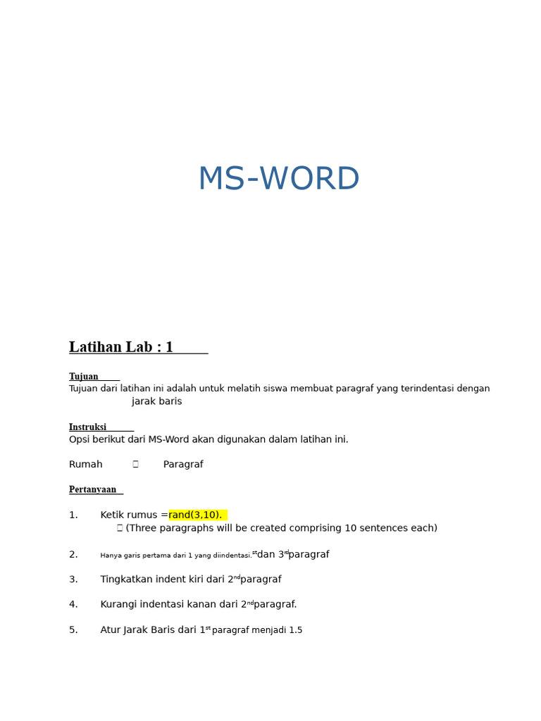 Latihan MS Word: Format dan Tabel | PDF