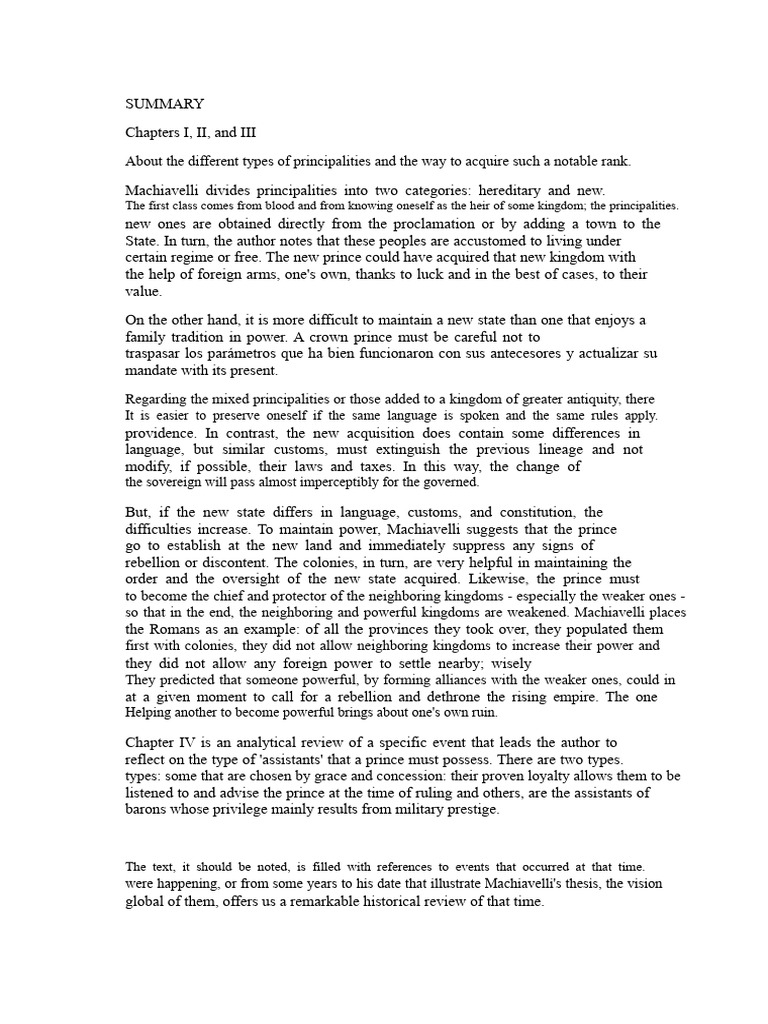 SUMMARY of The Prince Machiavelli | PDF | The Prince | Niccolò Machiavelli