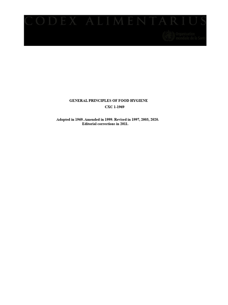 Codex Alimentarius 2020 | PDF | Food Safety | Hygiene