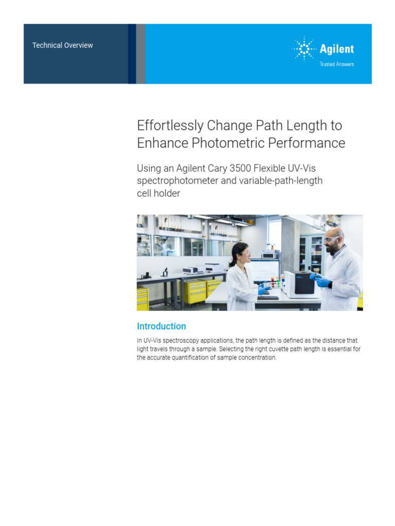 Te Cary 3500 Uv Vis Variable Path Length Cell Holder 5994 5781en ...