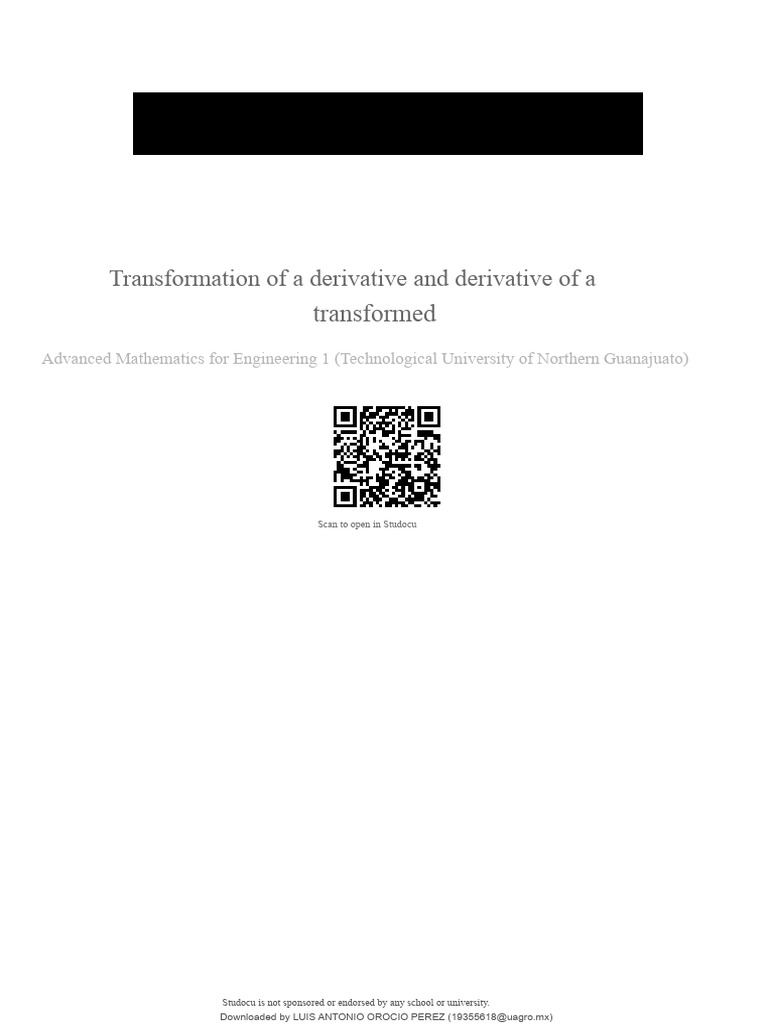 Transformation of A Derivative and Derivative of A Transformation | PDF ...