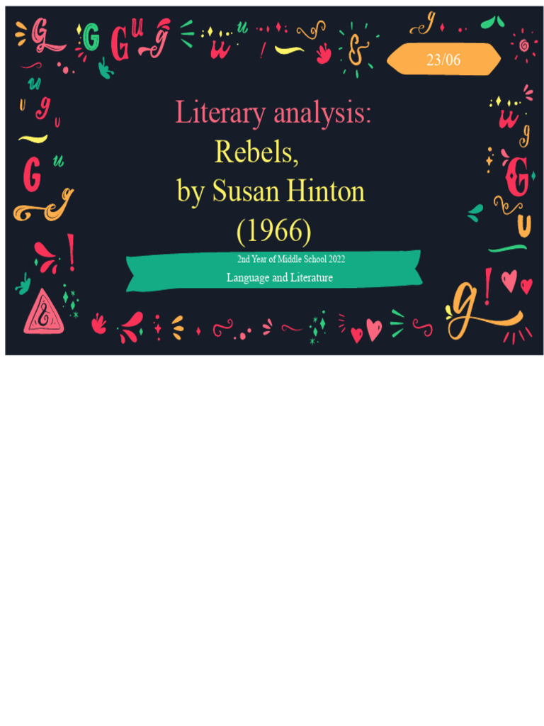 Analysis of The Outsiders - Susan E. Hinton - 10th Grade | PDF