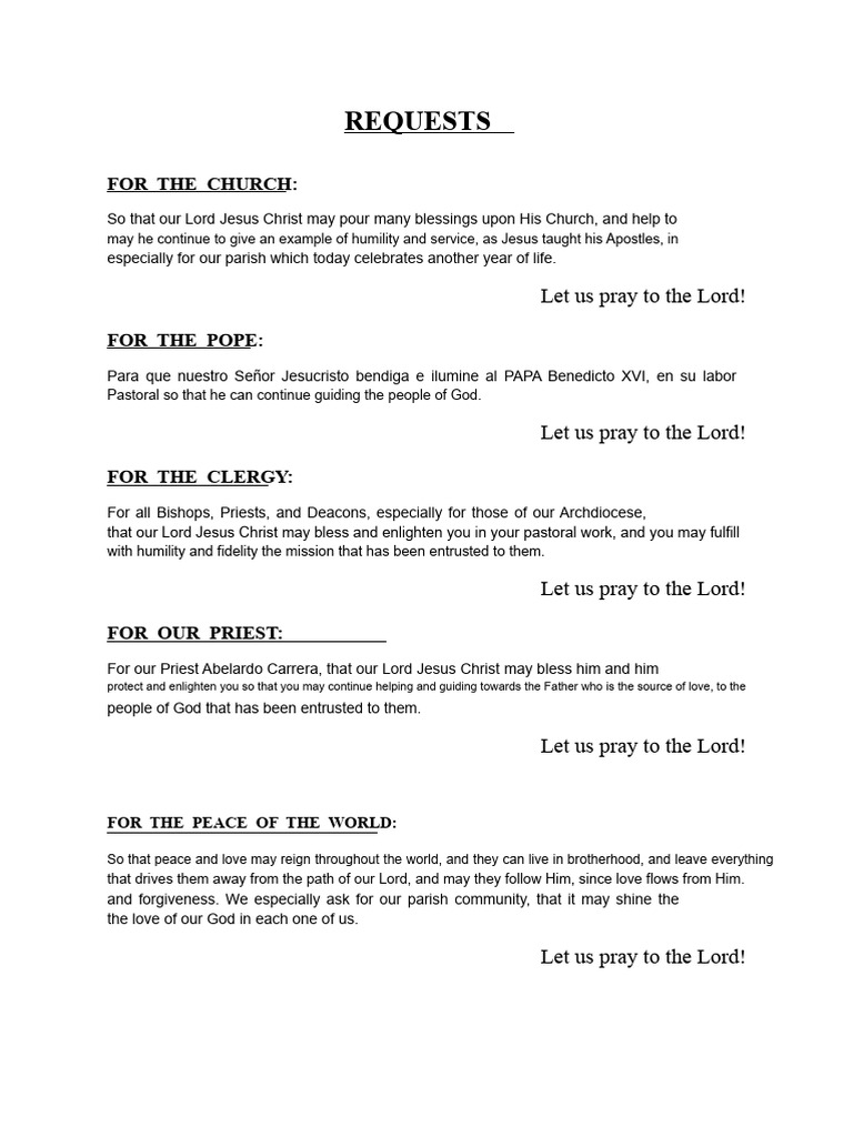 requests | PDF | Catholic Church | Jesus