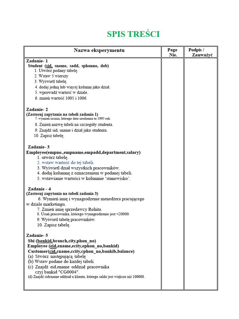 PGDCA DBMS PRAKTYCZNY | PDF