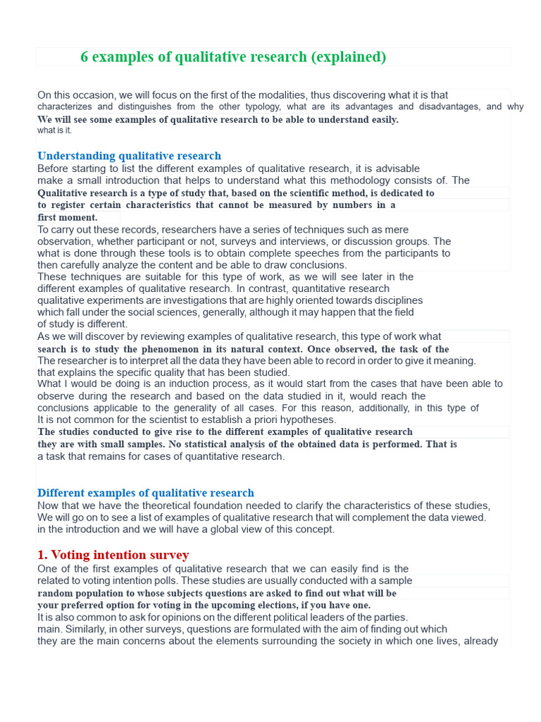 6 Examples of Qualitative Research | PDF | Qualitative Research ...