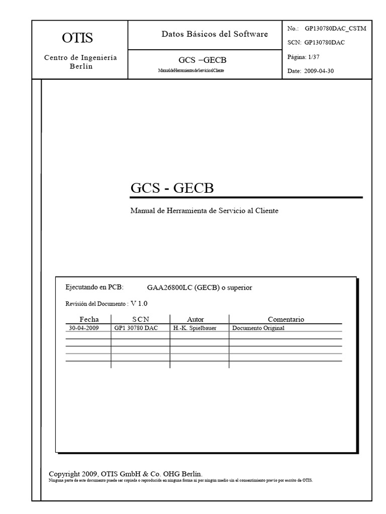 Manual de Herramientas de Servicio OTIS-GECB | PDF | Software ...