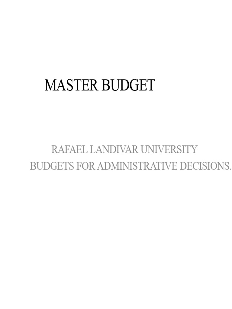 MASTER_BUDGET.ppt | PDF | Budget | Expense