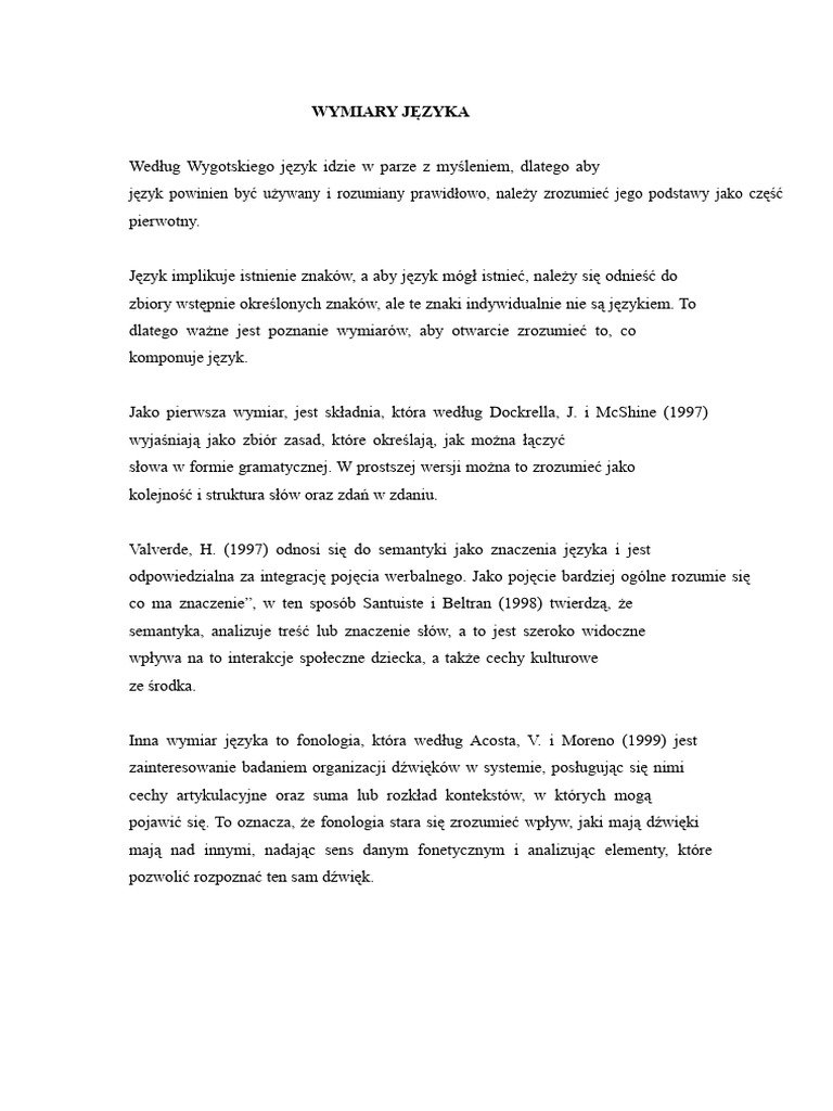 3 Wymiary Języka | PDF