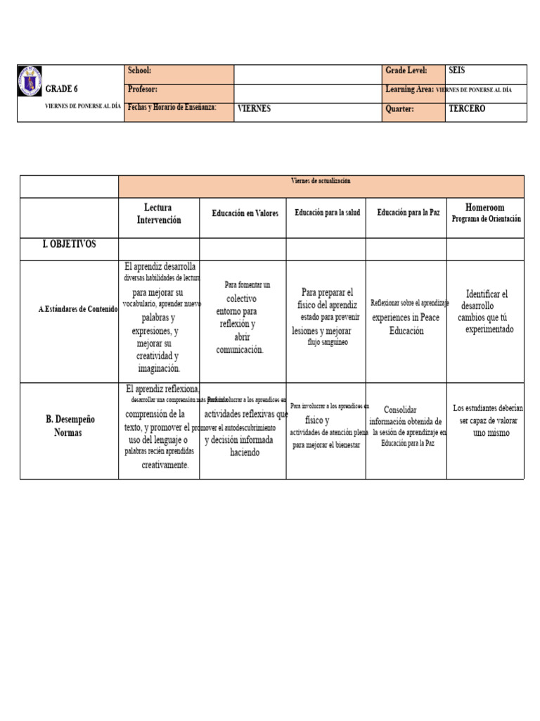 DLL Catch Up Friday Grade 6 | PDF | Aprendizaje