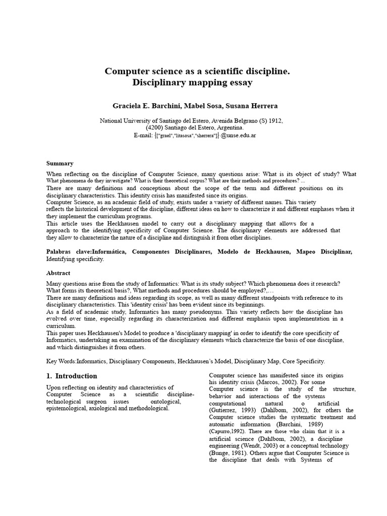 Disciplinary Mapping of Computer Science | PDF | Information | Computer ...