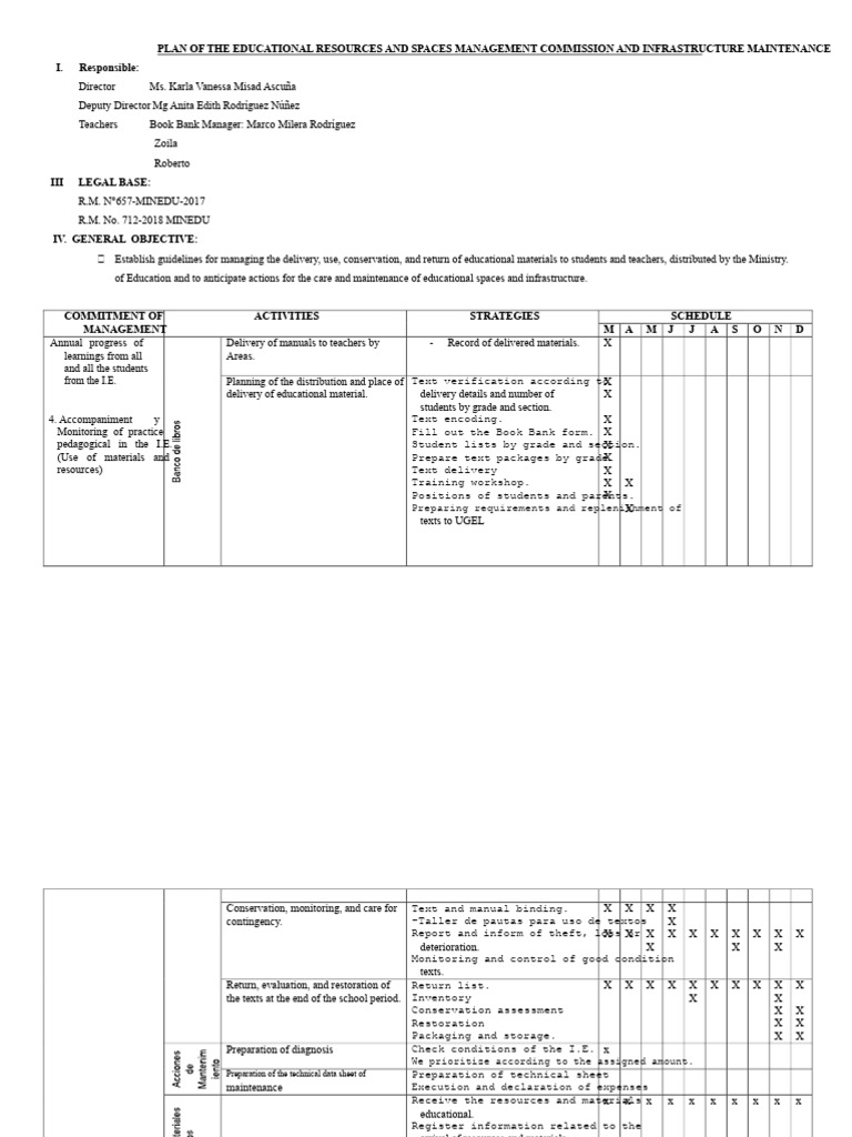 Work Plan of The Educational Resources Commission | PDF