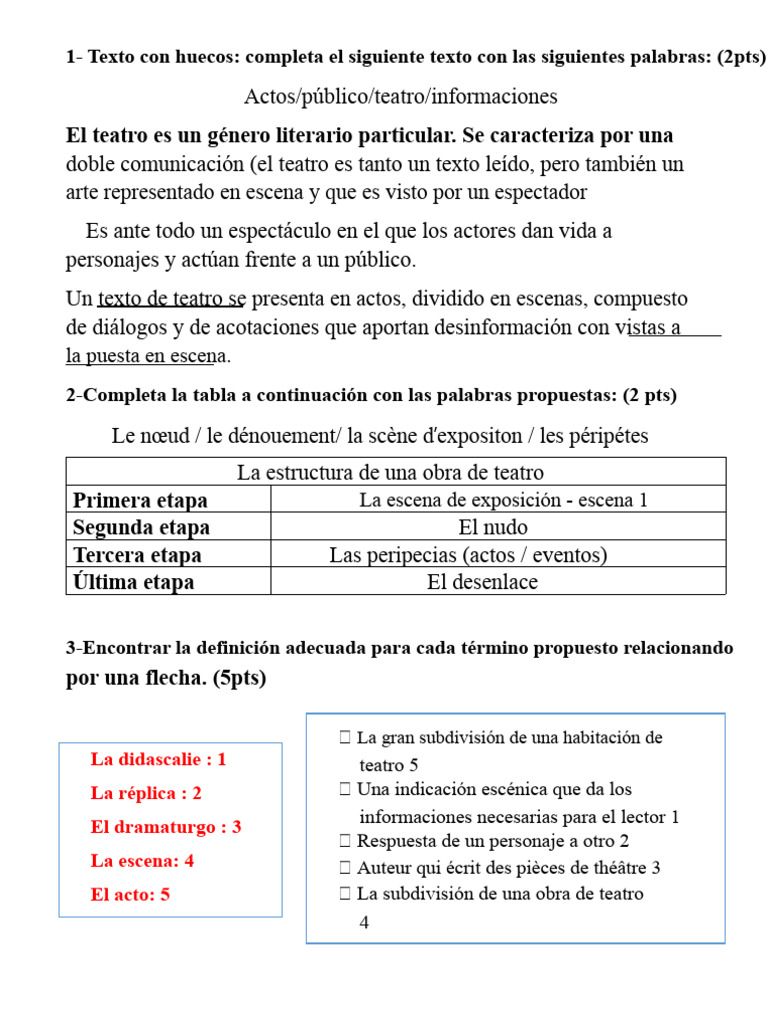 evaluación 1 2ac | PDF | Teatro