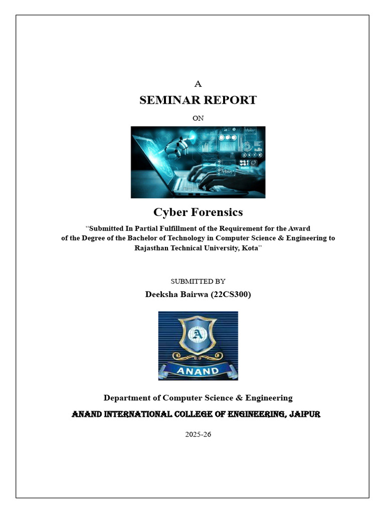 Seminar Report | PDF | Computer Forensics | Digital Forensics