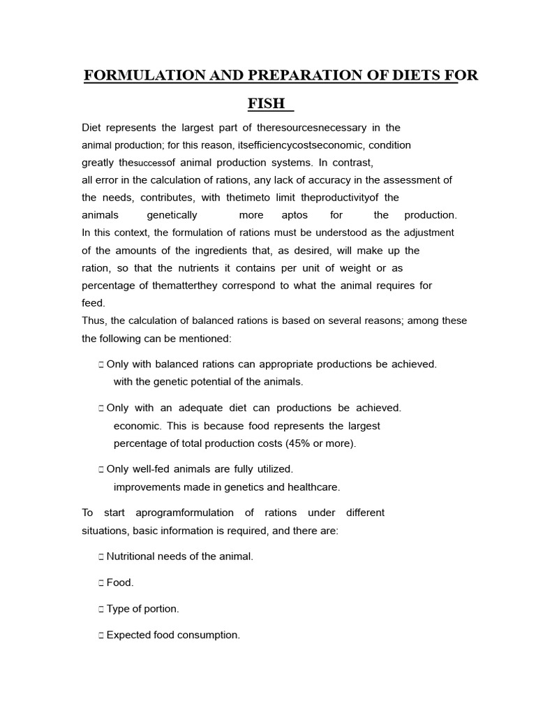 Formulation and Preparation of Diets For Fish | PDF | Nutrition | Diet ...