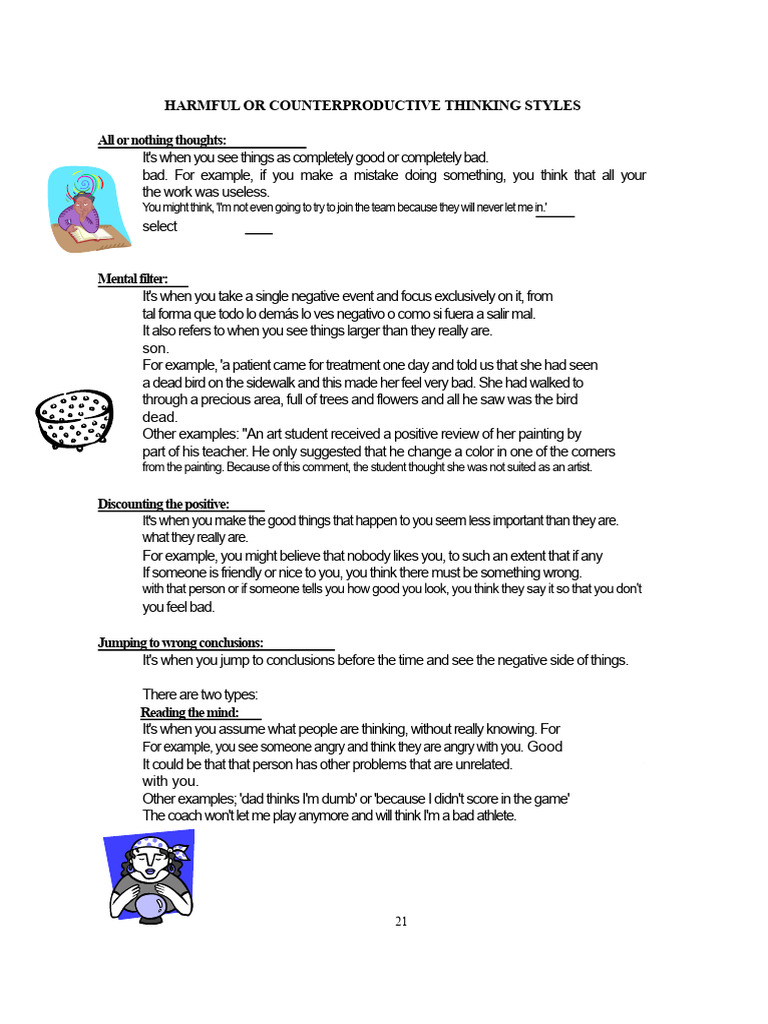 Negative Thoughts - List and Worksheet | PDF | Thought | Psychological ...