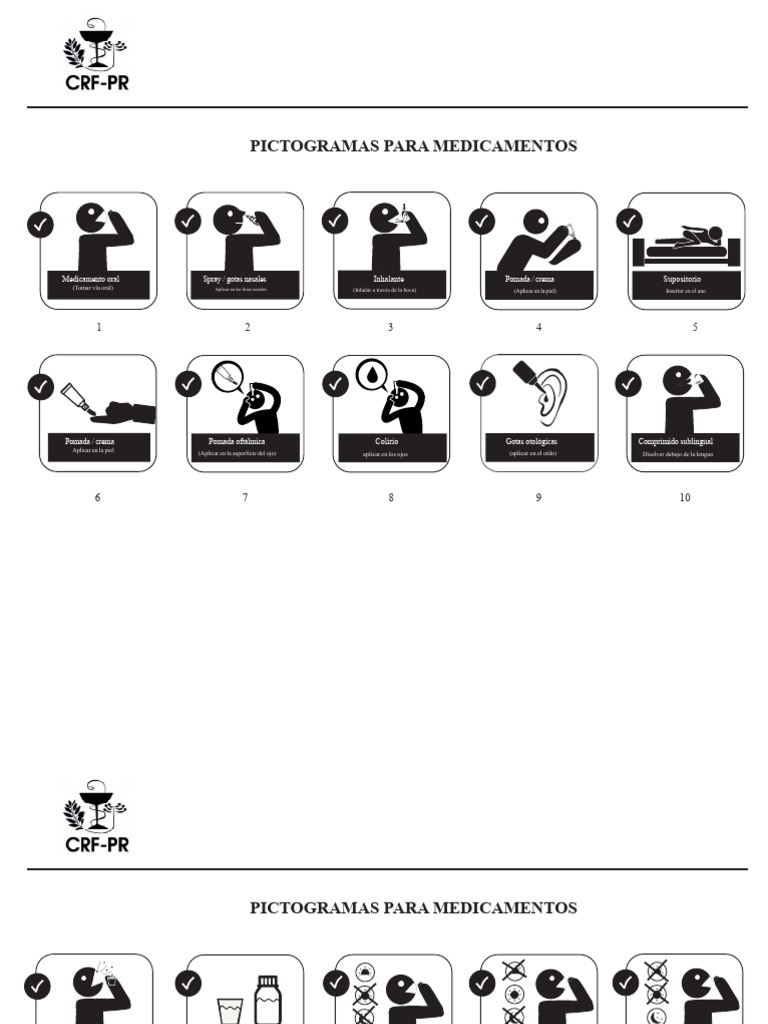 Pictogramas de Instrucciones Médicas | PDF | Medicamentos con receta ...