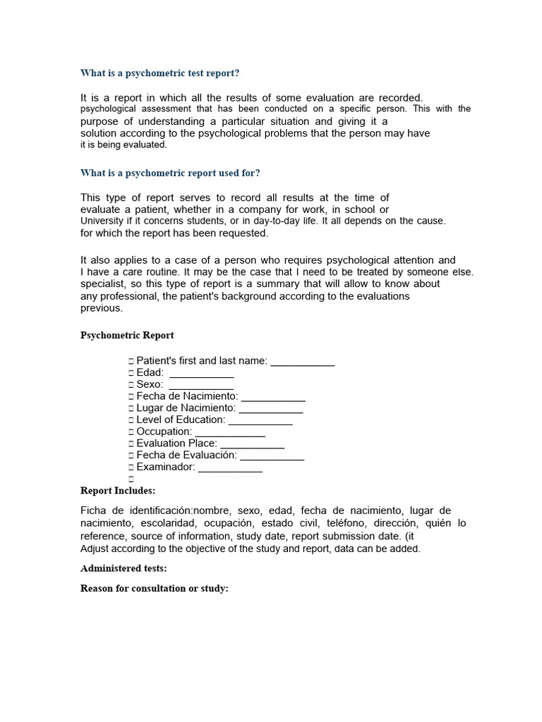 What Is A Psychometric Test Report and Structure | PDF | Psychometrics ...