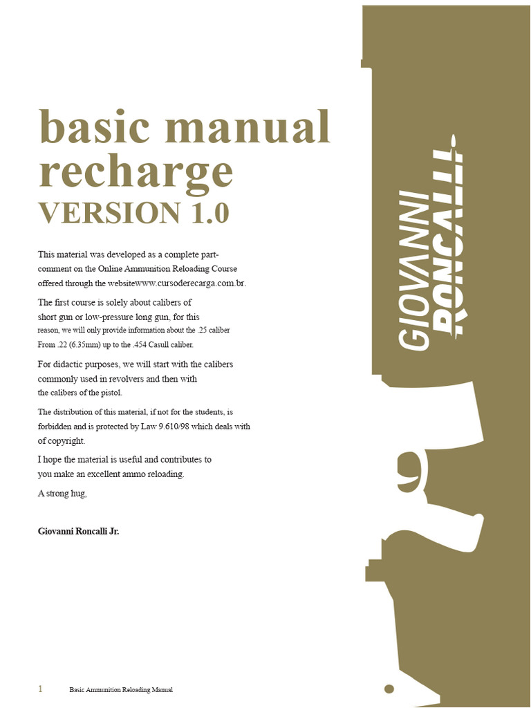 Recharge Manual v1.0 | PDF | Cartridge (Firearms) | Caliber