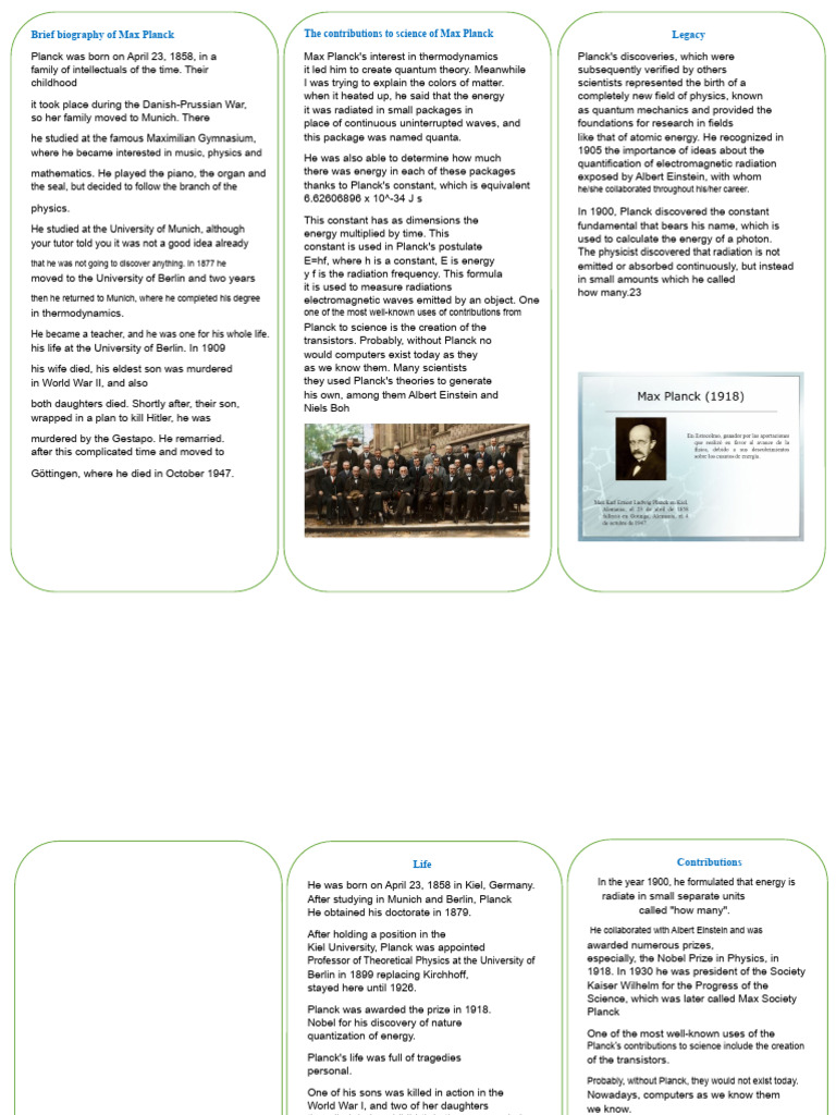 Triptych of Max Planck | PDF | Physics | Quantum