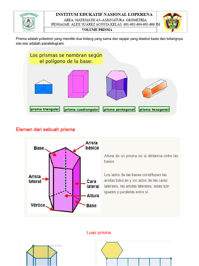 Luas dan Volume Prisma Geometri | PDF