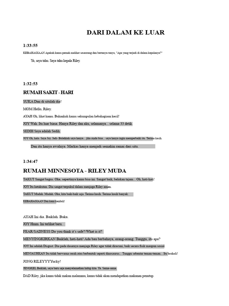 Naskah Inside Out | PDF