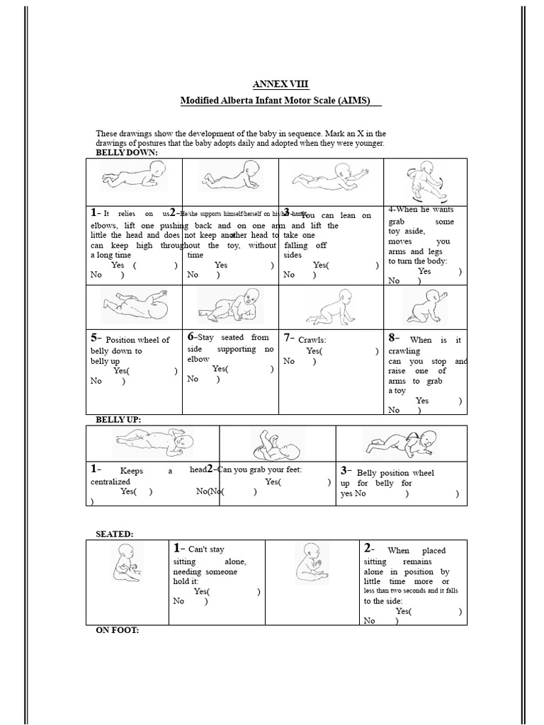 Alberta Infant Motor Scale (AIMS) | PDF