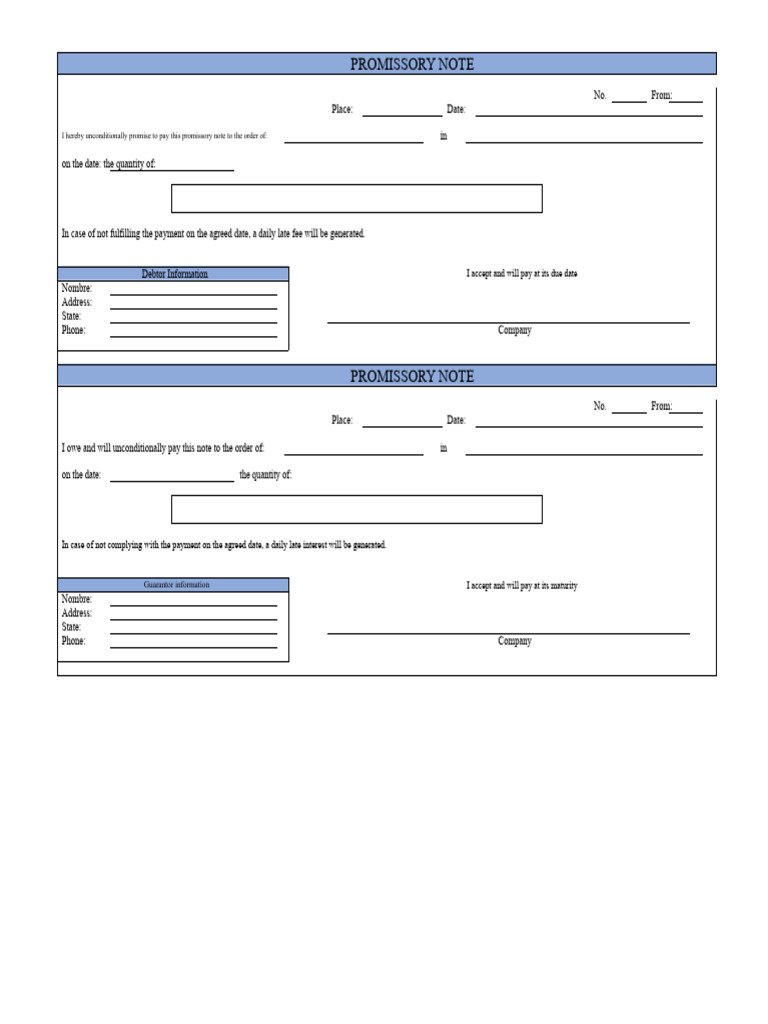 Promissory Note Template for Payments | PDF
