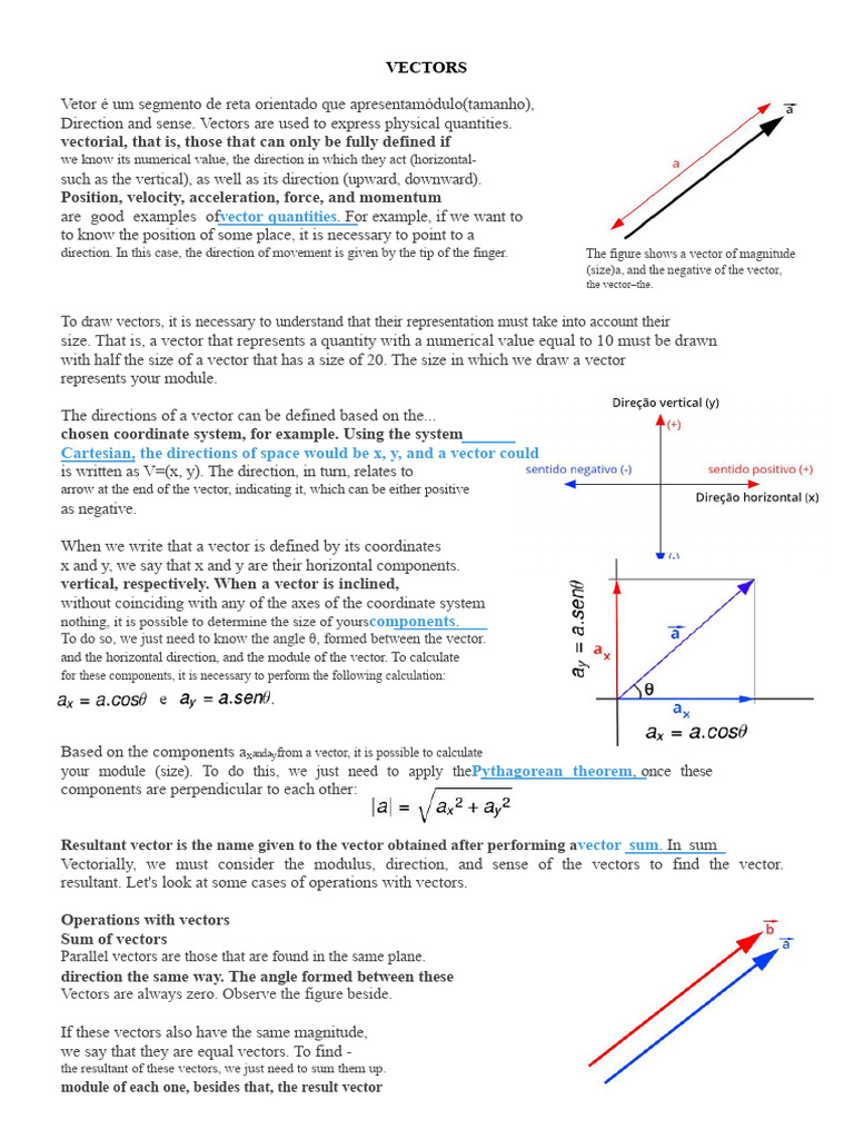 Vectors. Theory Solved and Proposed Exercises. High School. | PDF | Euclidean Vector | Force