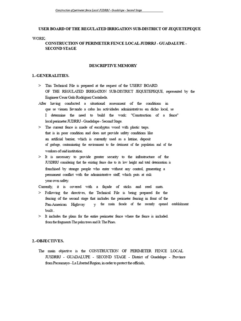 Perimeter Fence Construction - Guadalupe | PDF | Concrete | Reinforced ...
