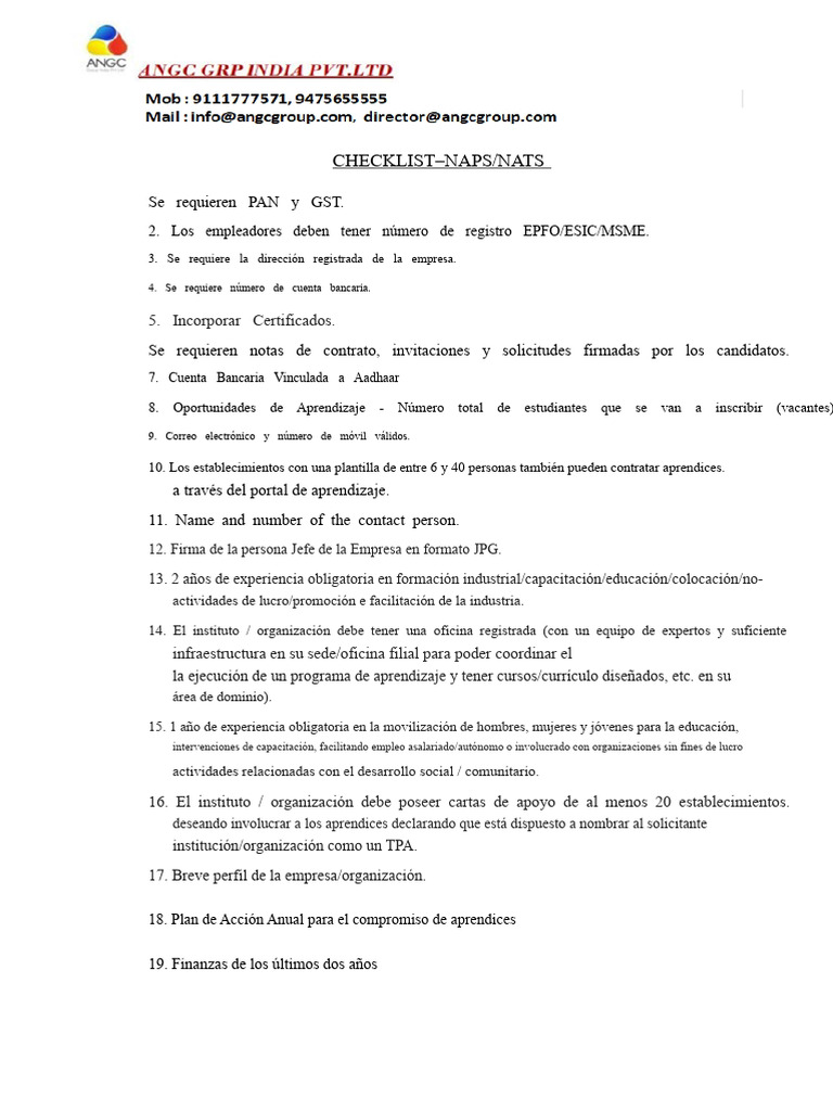 Lista de Verificación - NAPS y NATS | PDF | Bancos