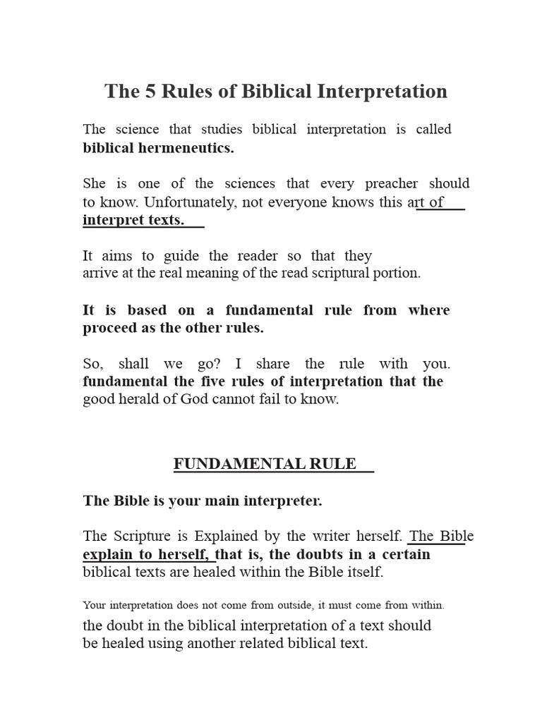 The 5 Rules of Biblical Interpretation | PDF | Biblical Hermeneutics | Bible