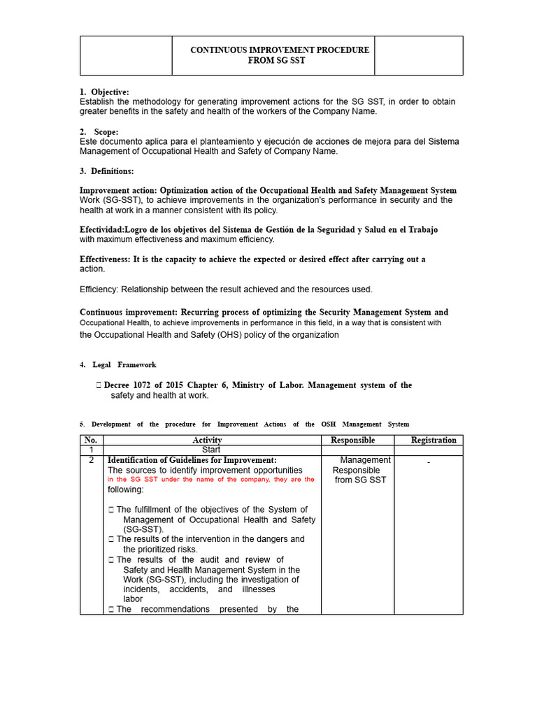 30. CONTINUOUS IMPROVEMENT PROCEDURE | PDF | Occupational Safety And ...