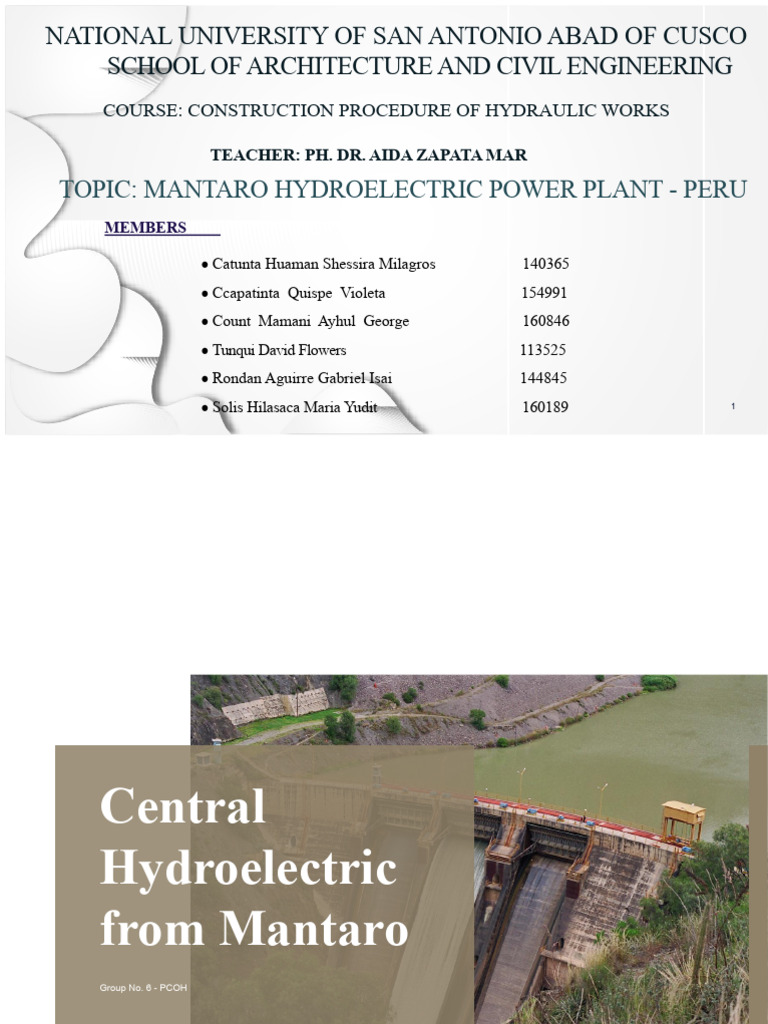 Mantaro Hydroelectric Plant Overview | PDF | Hydroelectricity | Power ...
