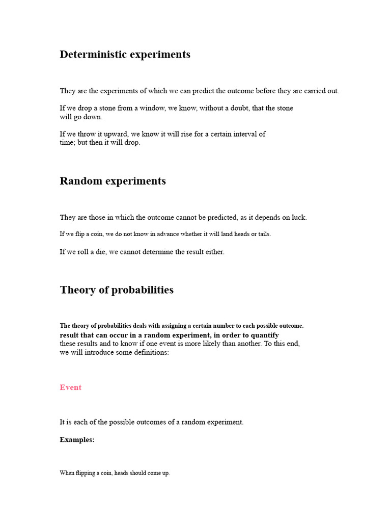 Deterministic vs Random Experiments Explained | PDF