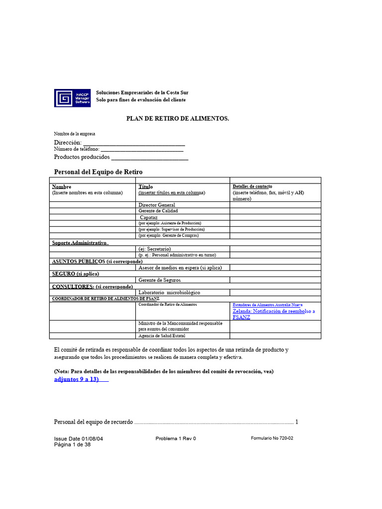 Plan de Retiro de Alimentos Empresarial | PDF | Business | Residuos
