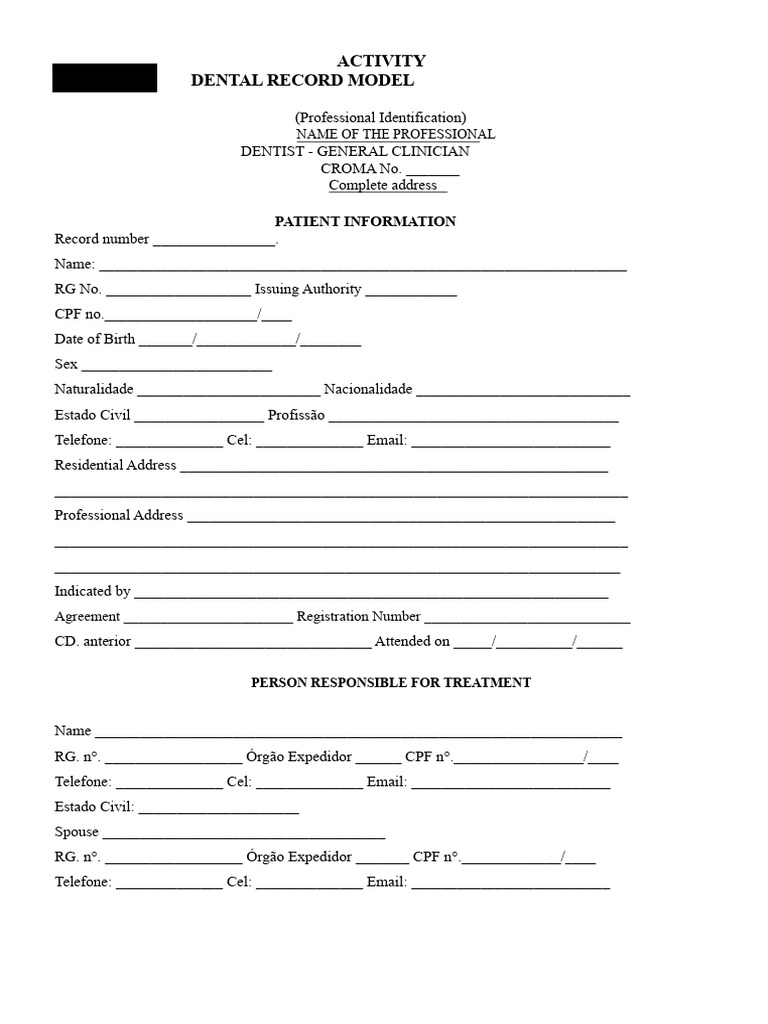 Dental Record Model | PDF | Dentistry Branches | Clinical Medicine