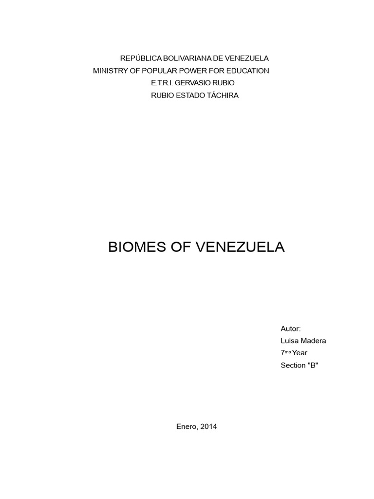 Biomes of Venezuela: Characteristics and Types | PDF | Savanna | Forests
