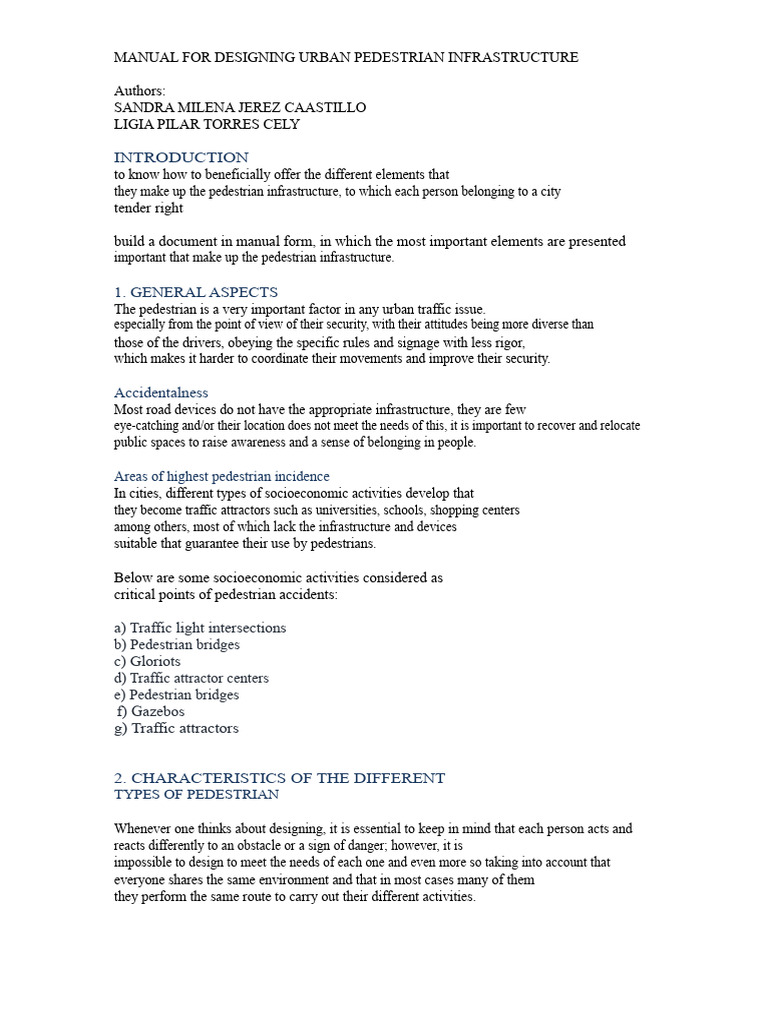 Urban Pedestrian Infrastructure Manual | PDF | Traffic Light | Traffic