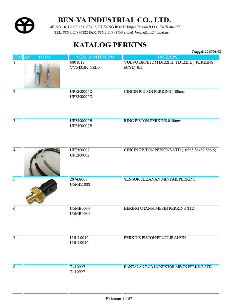 Katalog Suku Cadang Perkins 2018 | PDF