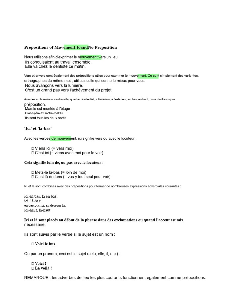 Prépositions de Mouvement en Anglais | PDF | Vocabulaire | Sémantique