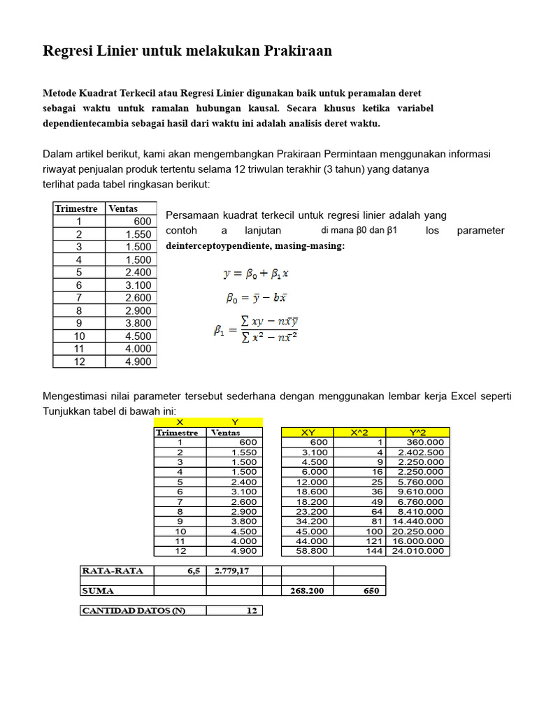 Regresi Linier Untuk Melakukan Perkiraan Permintaan | PDF