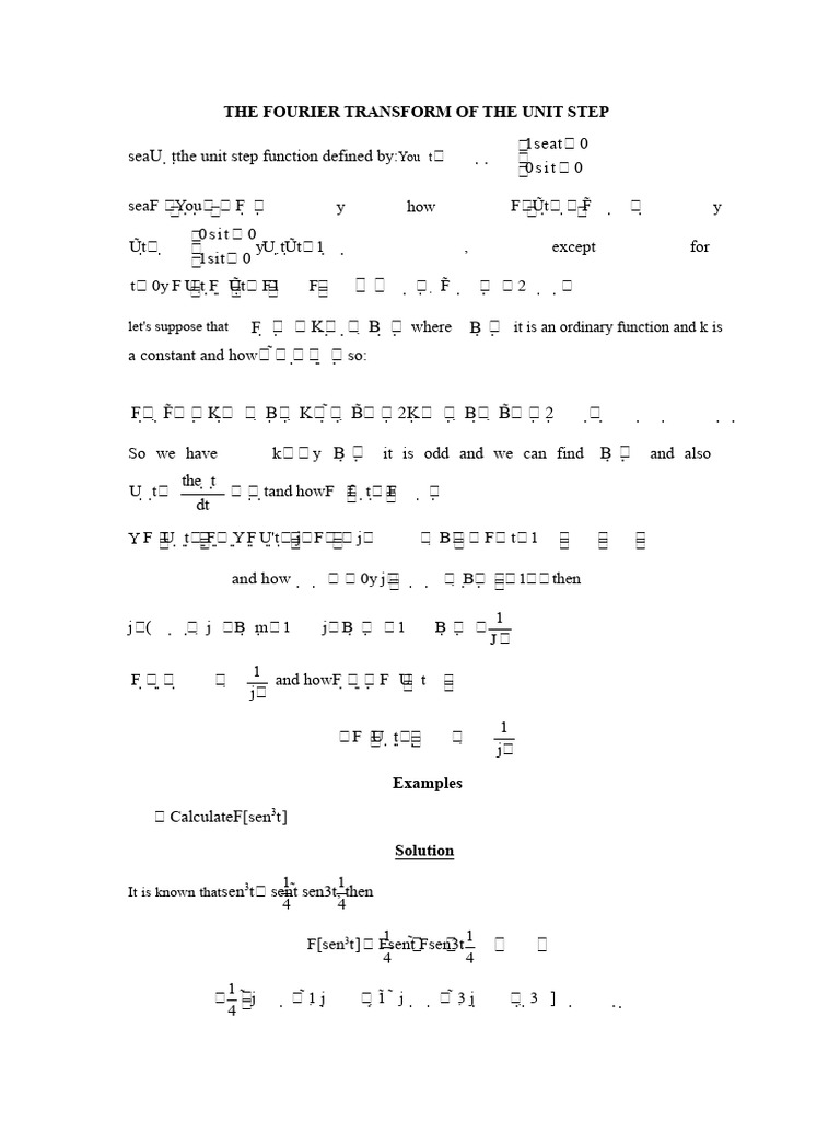 THE FOURIER TRANSFORM OF THE UNIT STEP | PDF | Fourier Transform ...