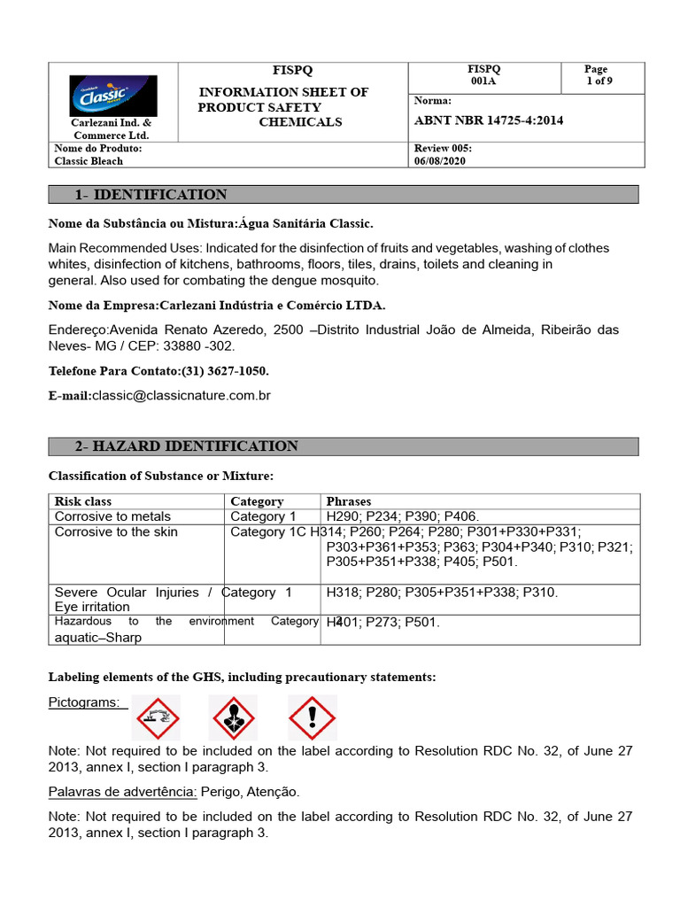 001A - Classic Nature Bleach | PDF | Personal Protective Equipment ...