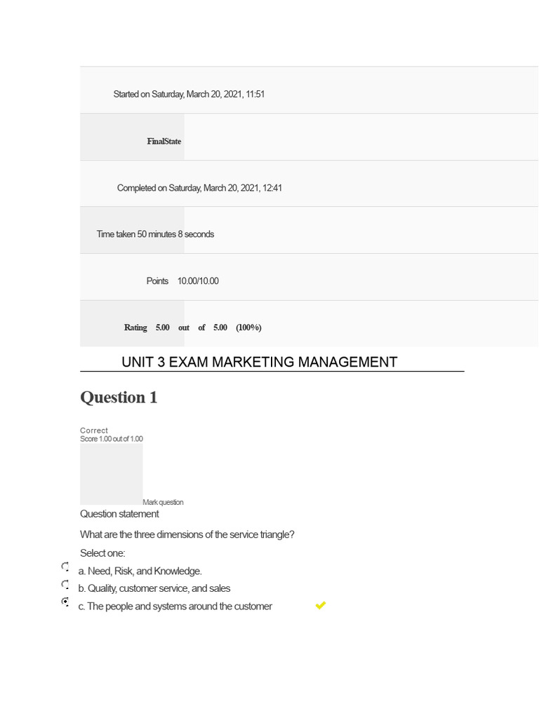 Unit 3 Marketing Management Exam | PDF | Marketing | Business