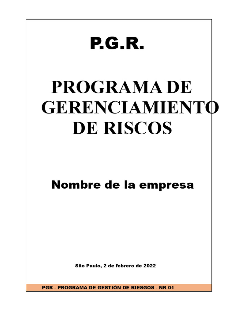 Programa de Gestión de Riesgos NR 01 | PDF | Seguridad y salud ...